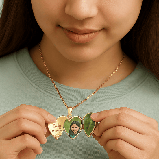 Custom Bling Heart Locket Hidden Photo Necklace – Hidden Forever