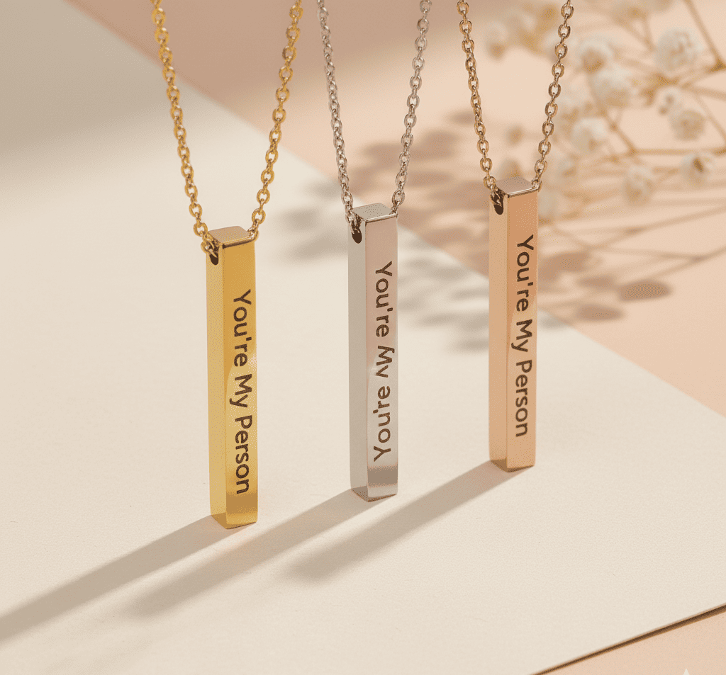 Custom Name Vertical Bar Necklace – Hidden Forever