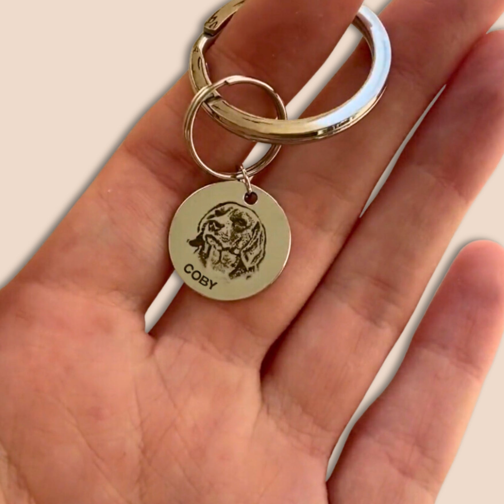 Custom Pet Portrait and Name Disc Keychain – Hidden Forever