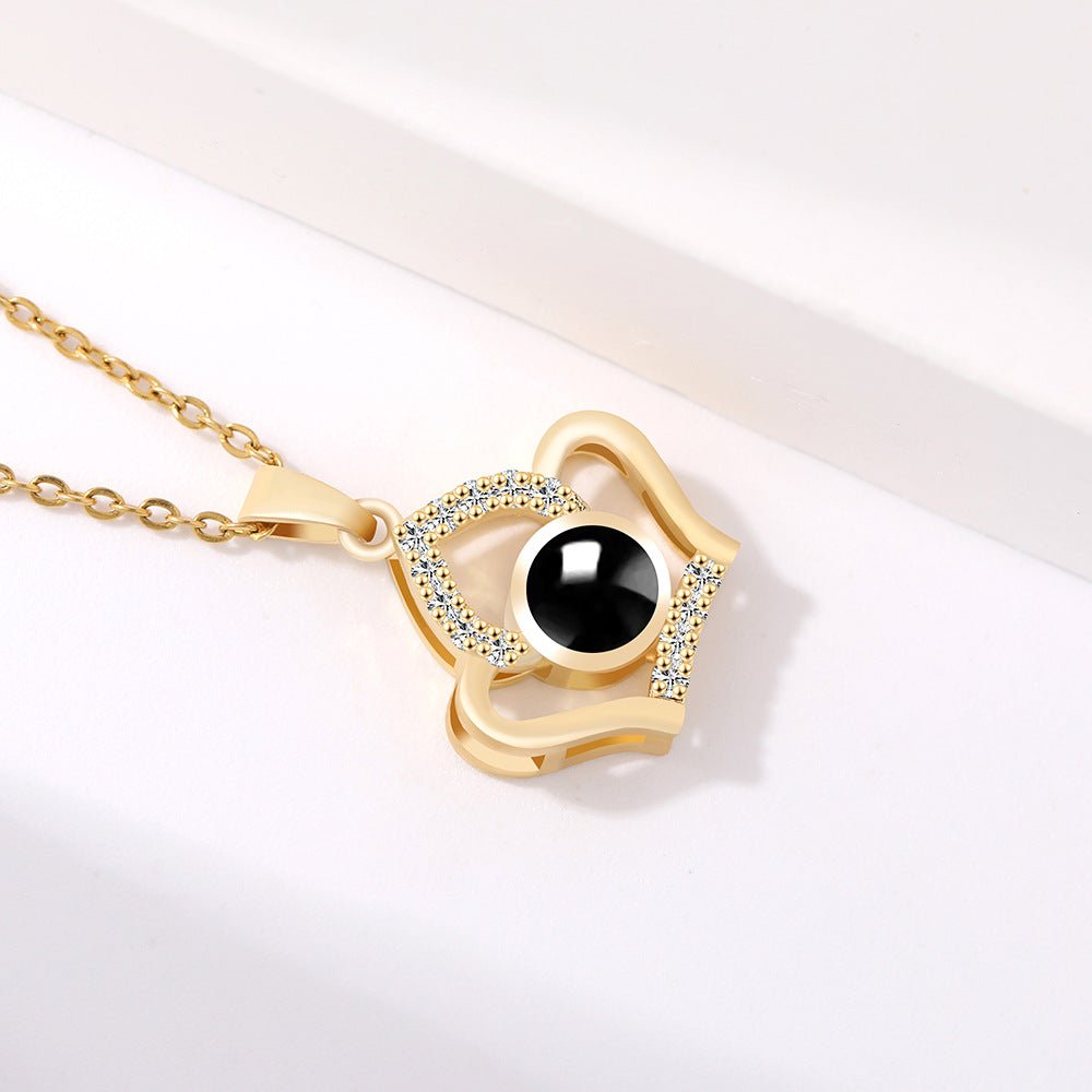 Custom Hidden Photo Projection Embellished Imperial Crown Necklace ...